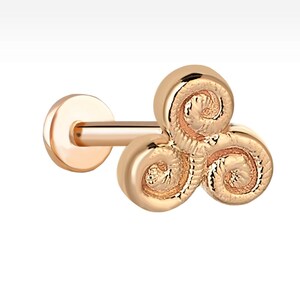 Air Symbol Earring, 14K Gold Piercing, Element Symbol Jewelry Gift for ...