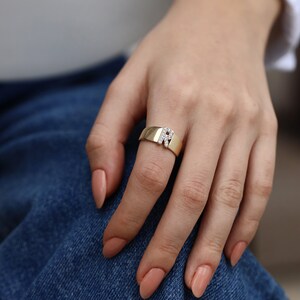 14K Solid Gold Zircon Letter Ring - Personalized Initial Letter Ring ...