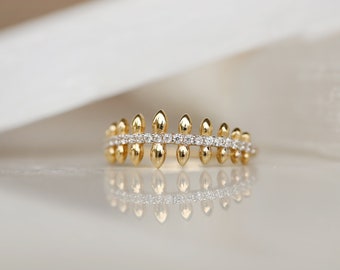 14K Solid Gold Ring, Elegant Gold Stacking Rings for Women, Dainty Ring ...