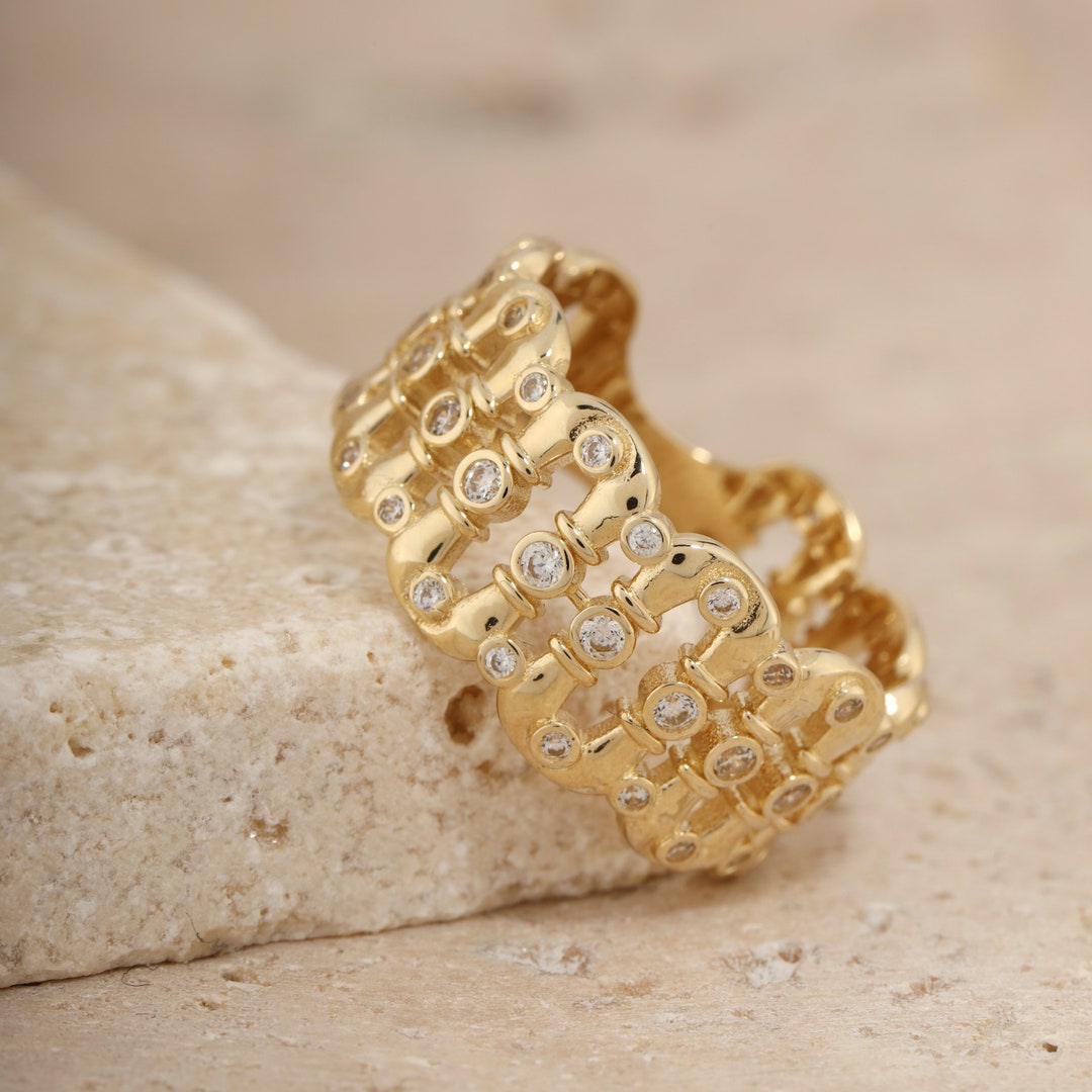 Constance Ring, 14K Solid Gold Ring, Thin Gold Stacking Rings for Woman ...