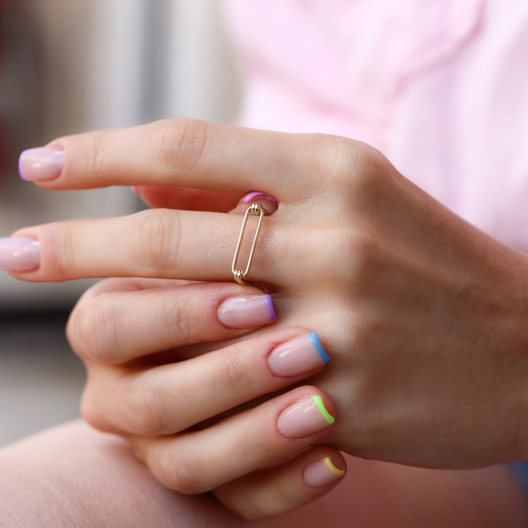 Minimalist 14K Gold Rectangle Ring Dainty and Elegant for Women - Etsy