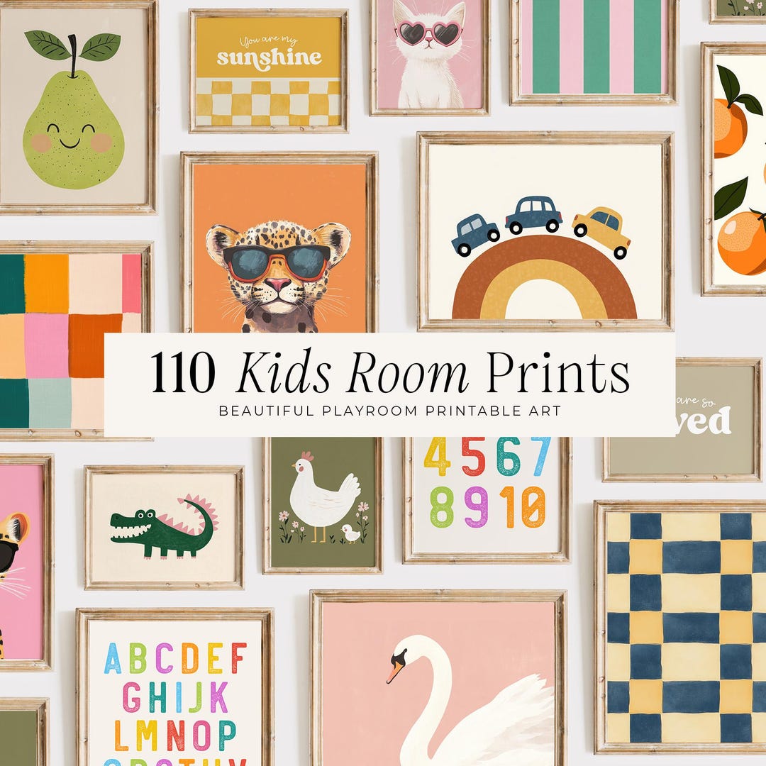 110 Kids Room Prints: Playroom Wall Art Set, Printable Nursery Decor ...