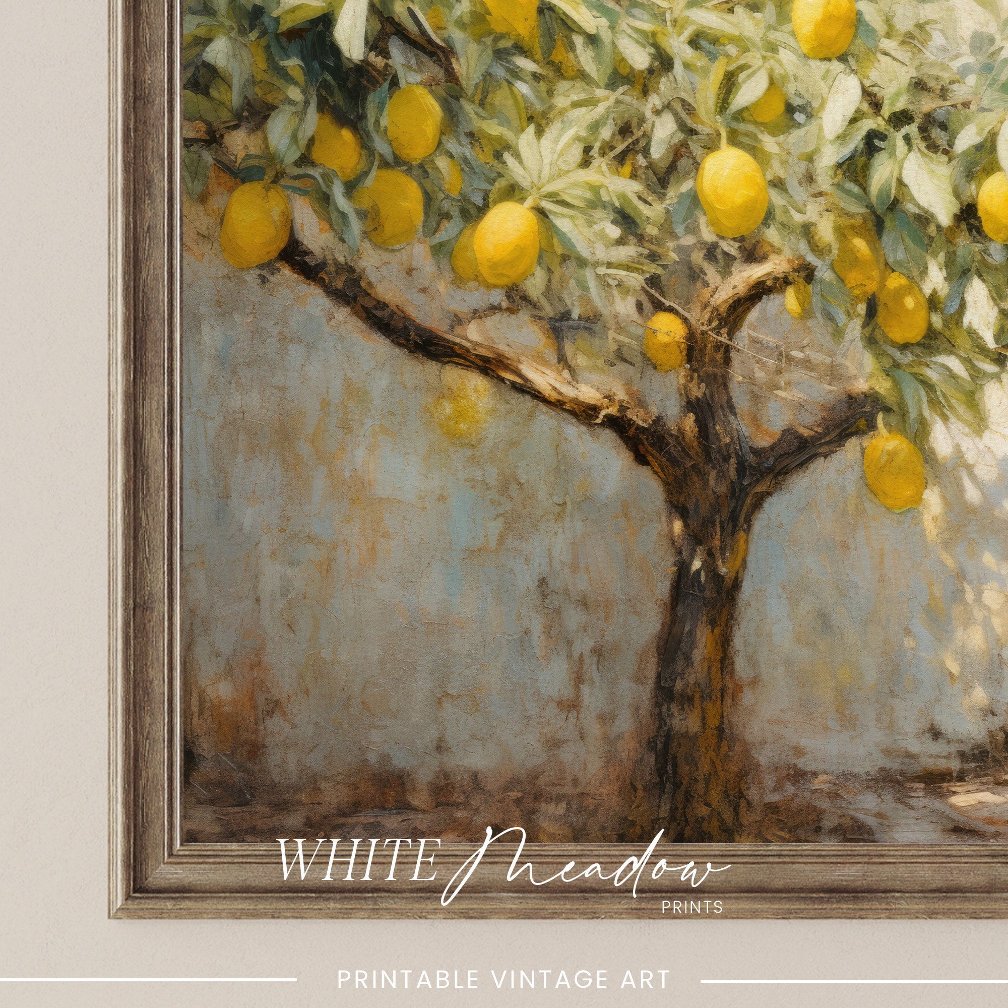Printable Lemon Tree Vintage Style Oil Painting Wall Art Vintage Art ...