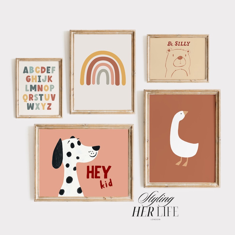 110 Kids Room Prints: Playroom Wall Art Set, Printable Boho Nursery ...