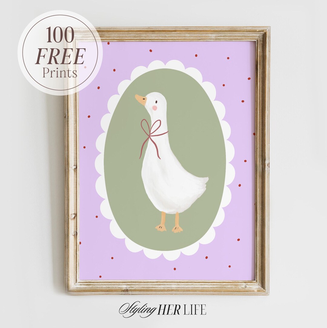 Silly Goose Nursery Print: Vintage Cottagecore Art, Girls Room Decor ...