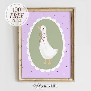 Silly Goose Nursery Print: Vintage Cottagecore Art, Girls Room Decor ...