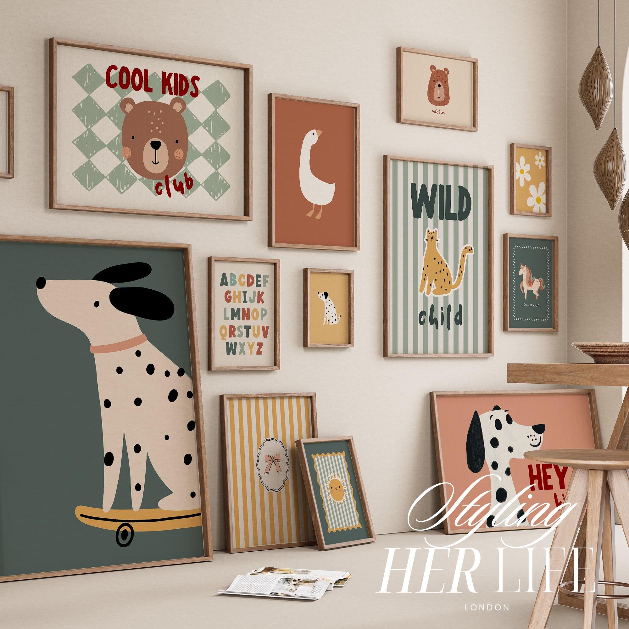 110 Kids Room Prints: Playroom Wall Art Set, Printable Boho Nursery ...