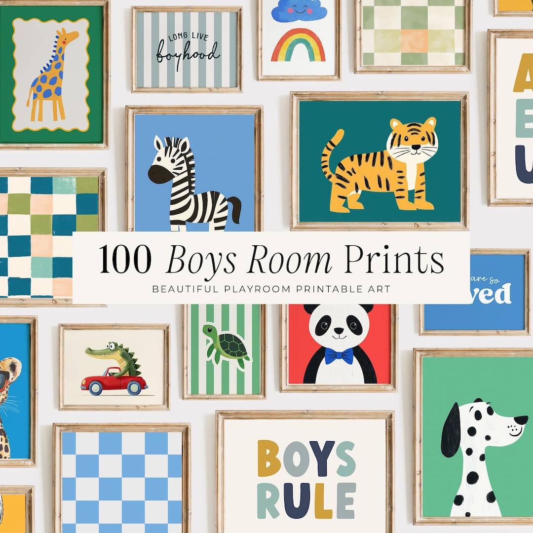 100 Boys Room Prints: Eclectic Nursery & Playroom Wall Art (digital ...