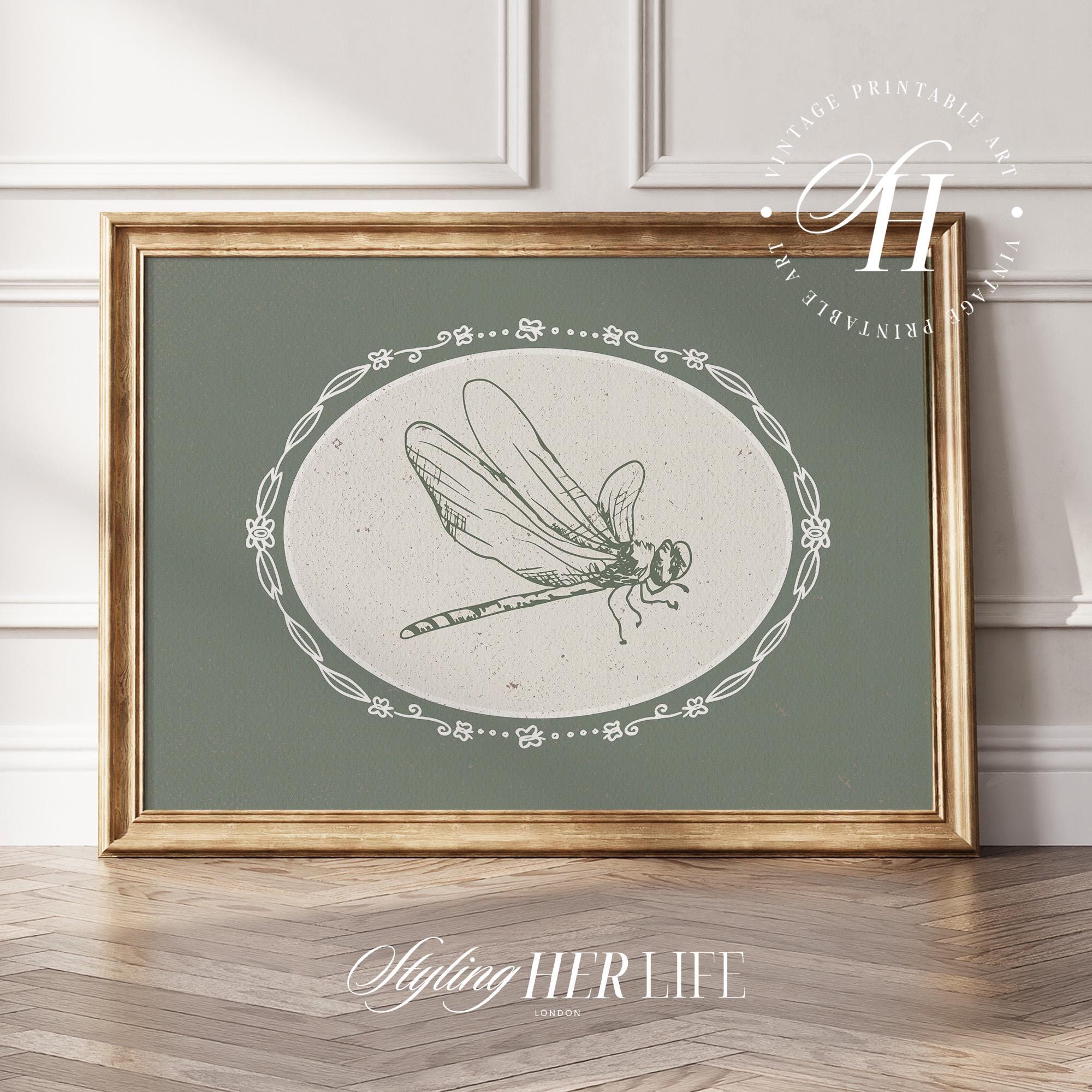 Vintage Dragonfly Print: Cottagecore Nursery Decor, Kids Room Wall Art ...