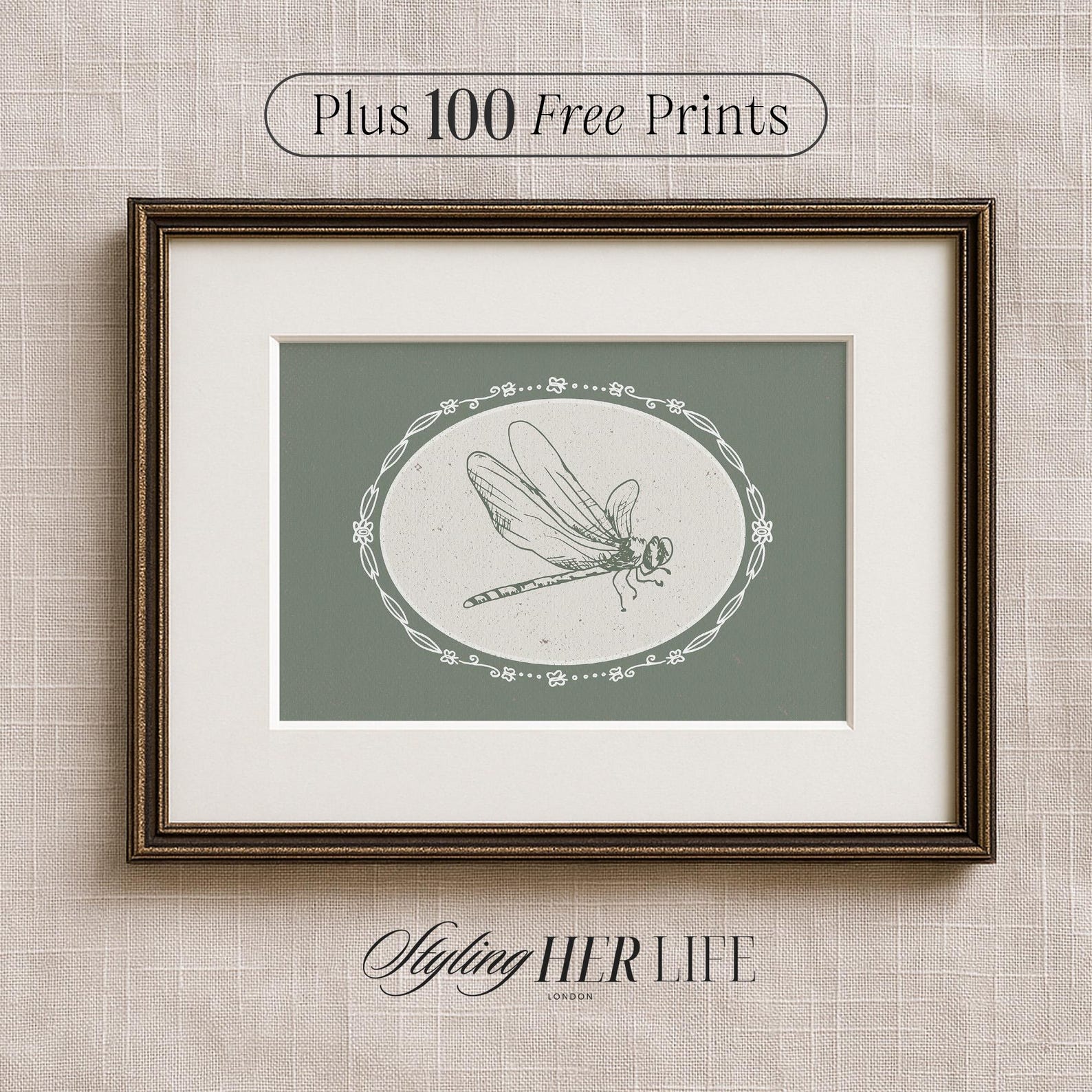 Vintage Dragonfly Print: Cottagecore Nursery Decor, Kids Room Wall Art ...