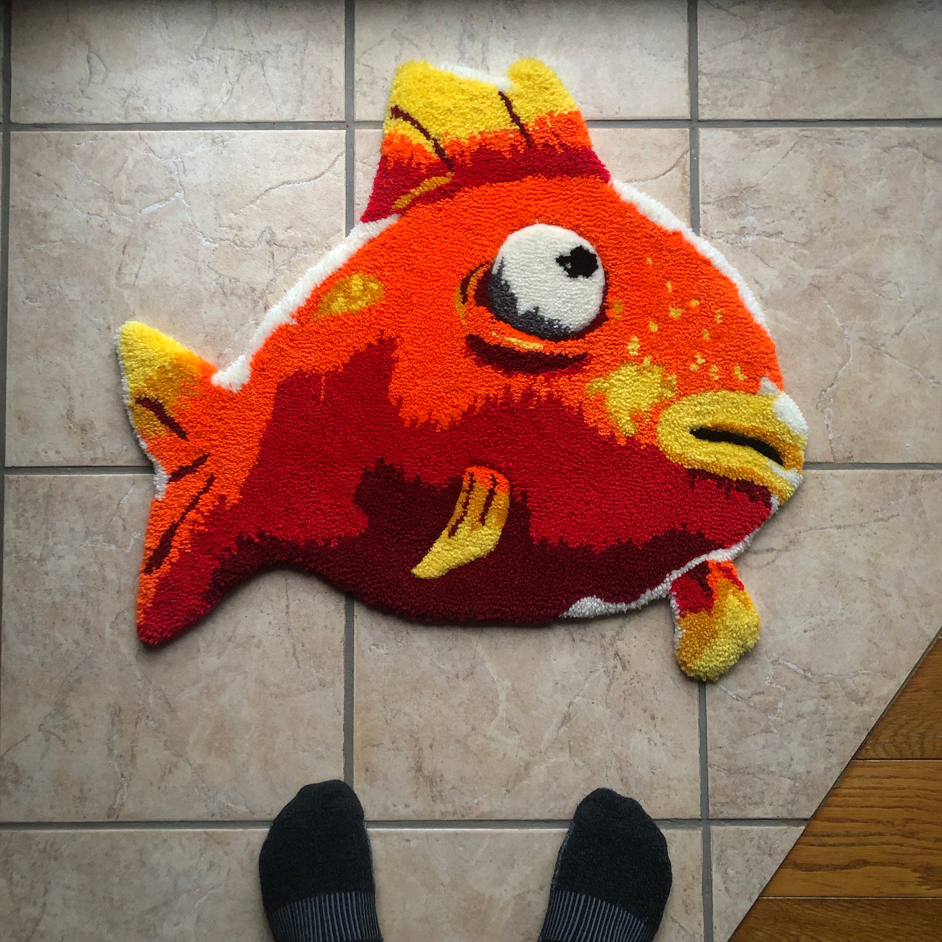 Fish Tufted Rug Cartoon Rug Gift for Friend Handmade Rug for Room Home ...