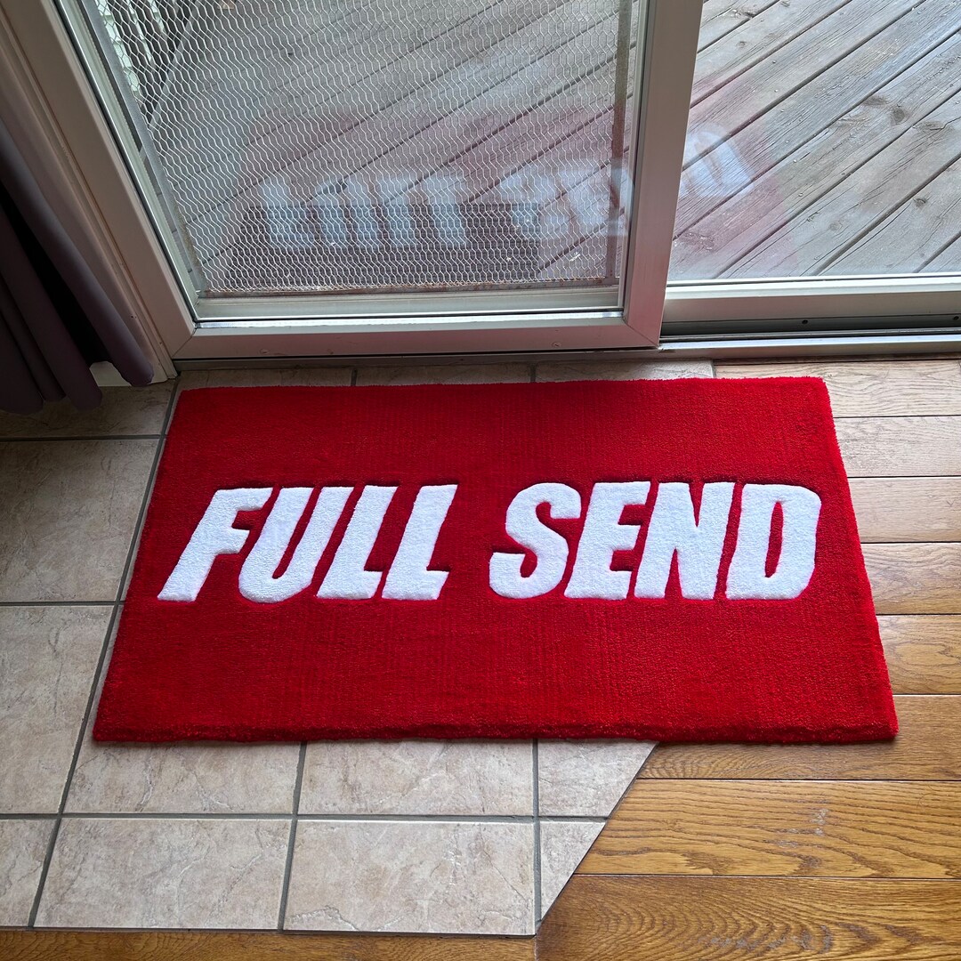 Full Send Tufted Rug, Handmade Rug, Aesthetic Rug, Full Send Sign, Full ...