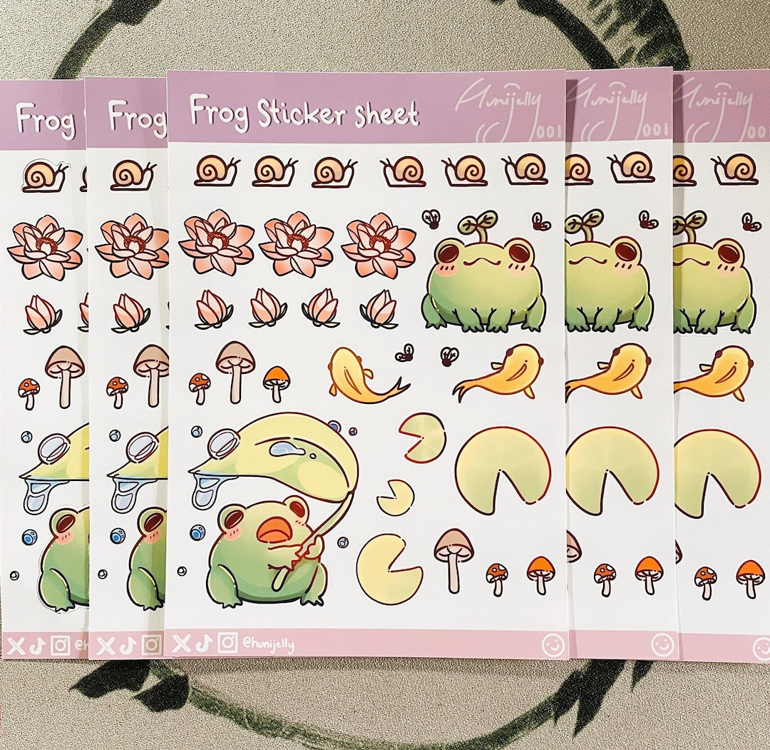 Cute Frog Sticker Sheet - Etsy