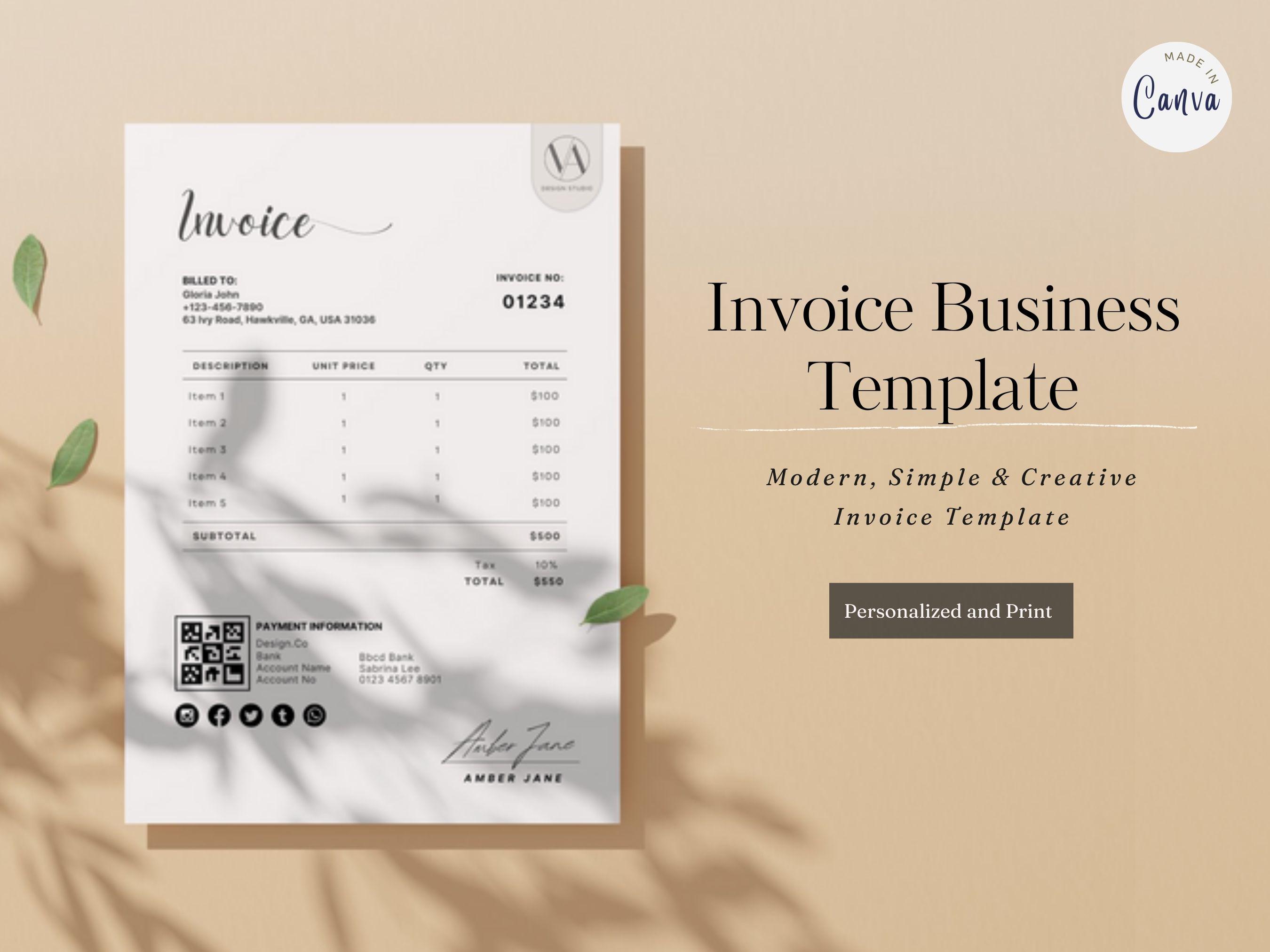 Invoice Business Template, Simple Design Template, Modern and ...