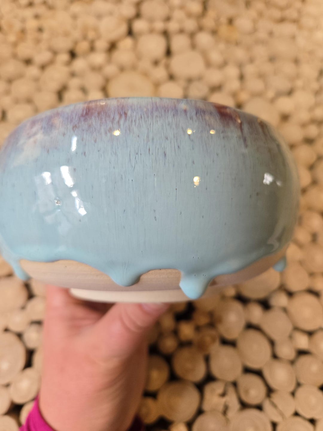 Blue and Pink Drippy Bowl - Etsy