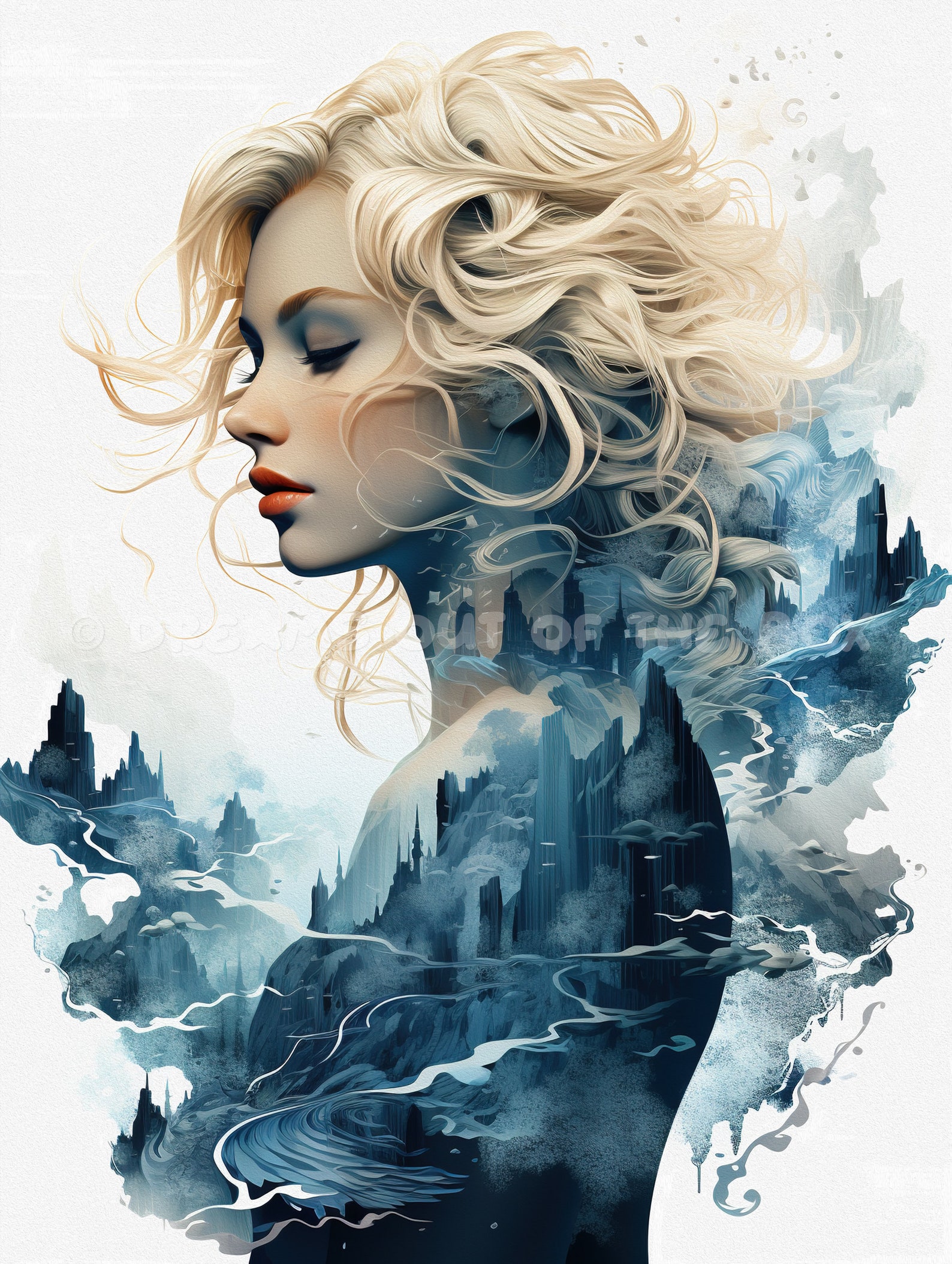 Digital Poster, Woman, High Resolution Images,painted Effect, Printable ...