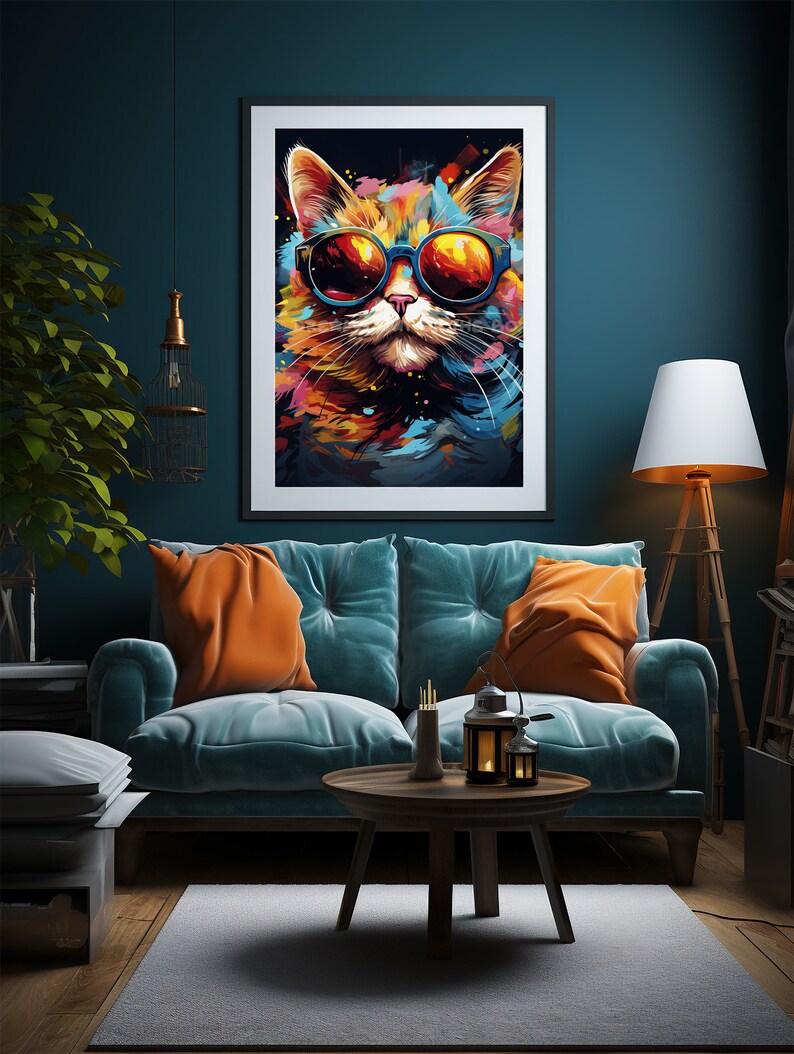 Funny Cat Digital Poster, High Resolution Images,painted Effect ...