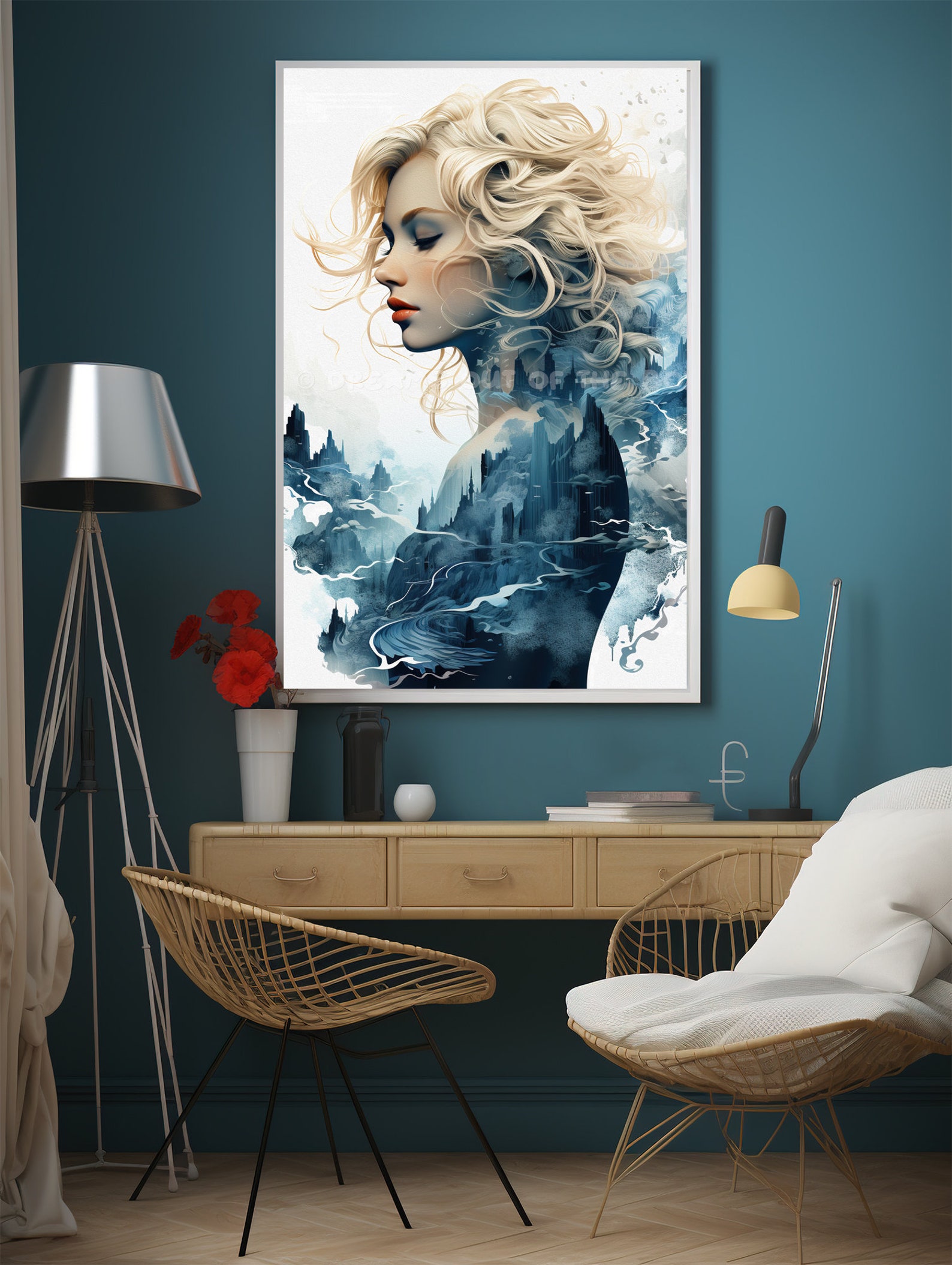 Digital Poster, Woman, High Resolution Images,painted Effect, Printable ...