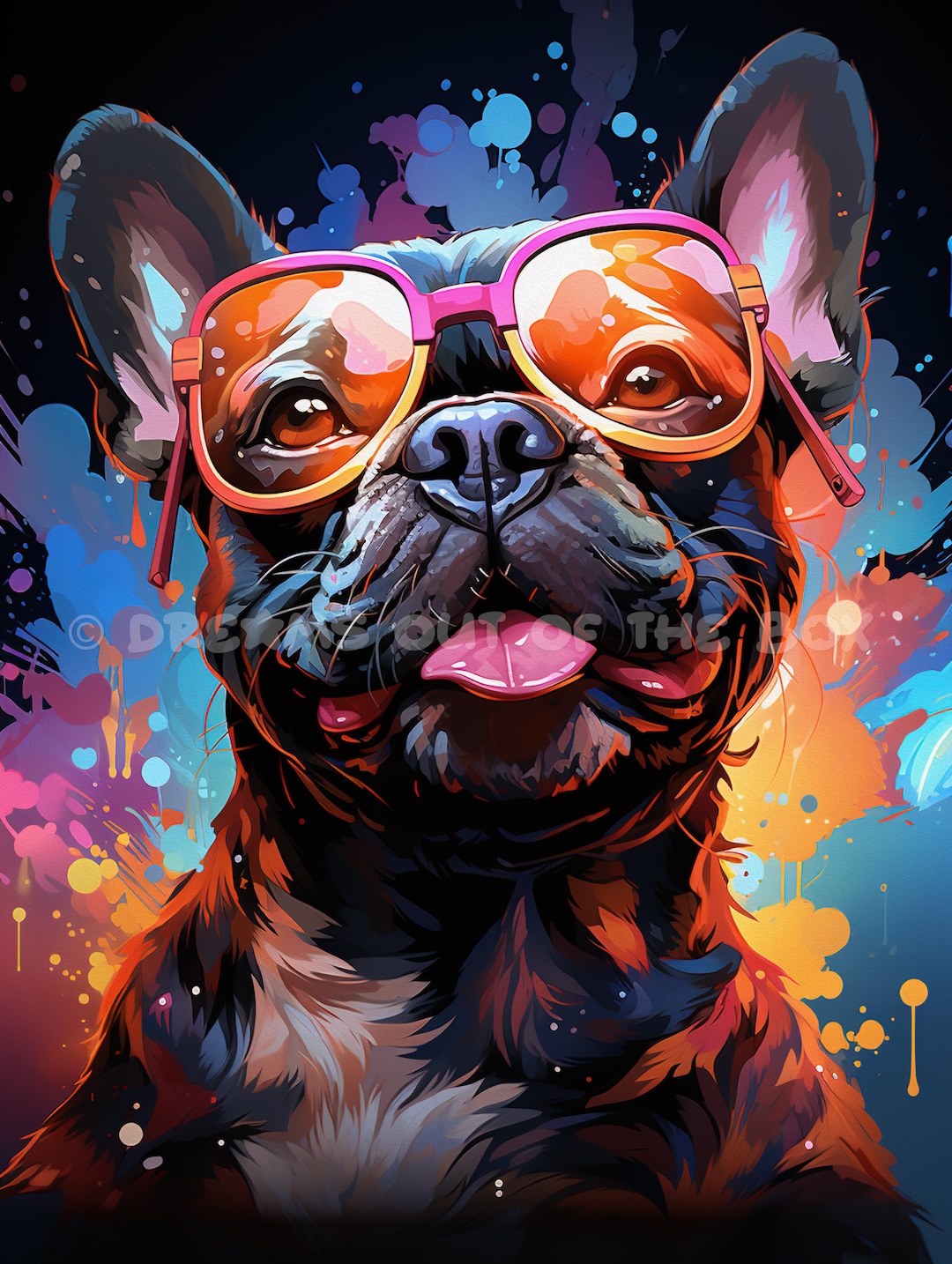 Funny Dog, Digital Poster, High Resolution Images,painted Effect, Pug ...