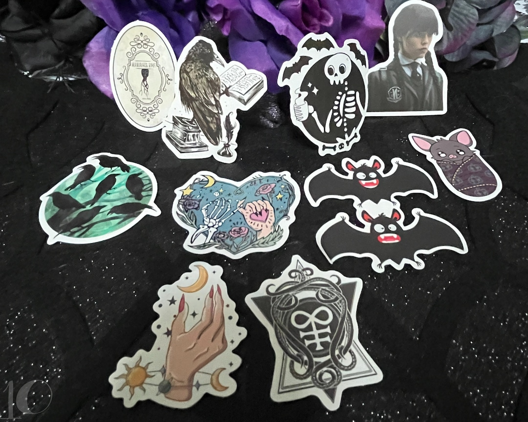 Halloween Themed Sticker Set of 10, Cute Bats, Ravens, Plague Doctors ...