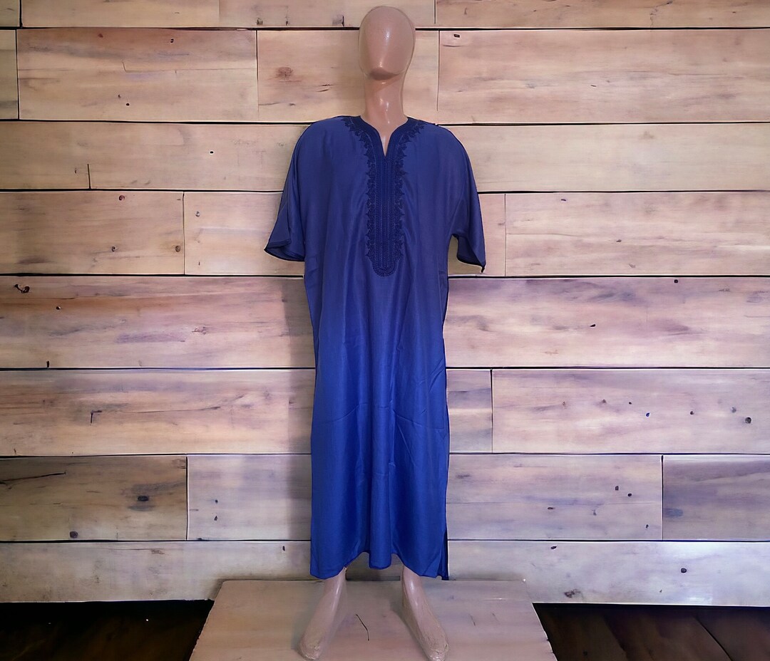 Luxury Marine Blue Moroccan Thin Summer Gandora Khandora Jalabiya - Etsy