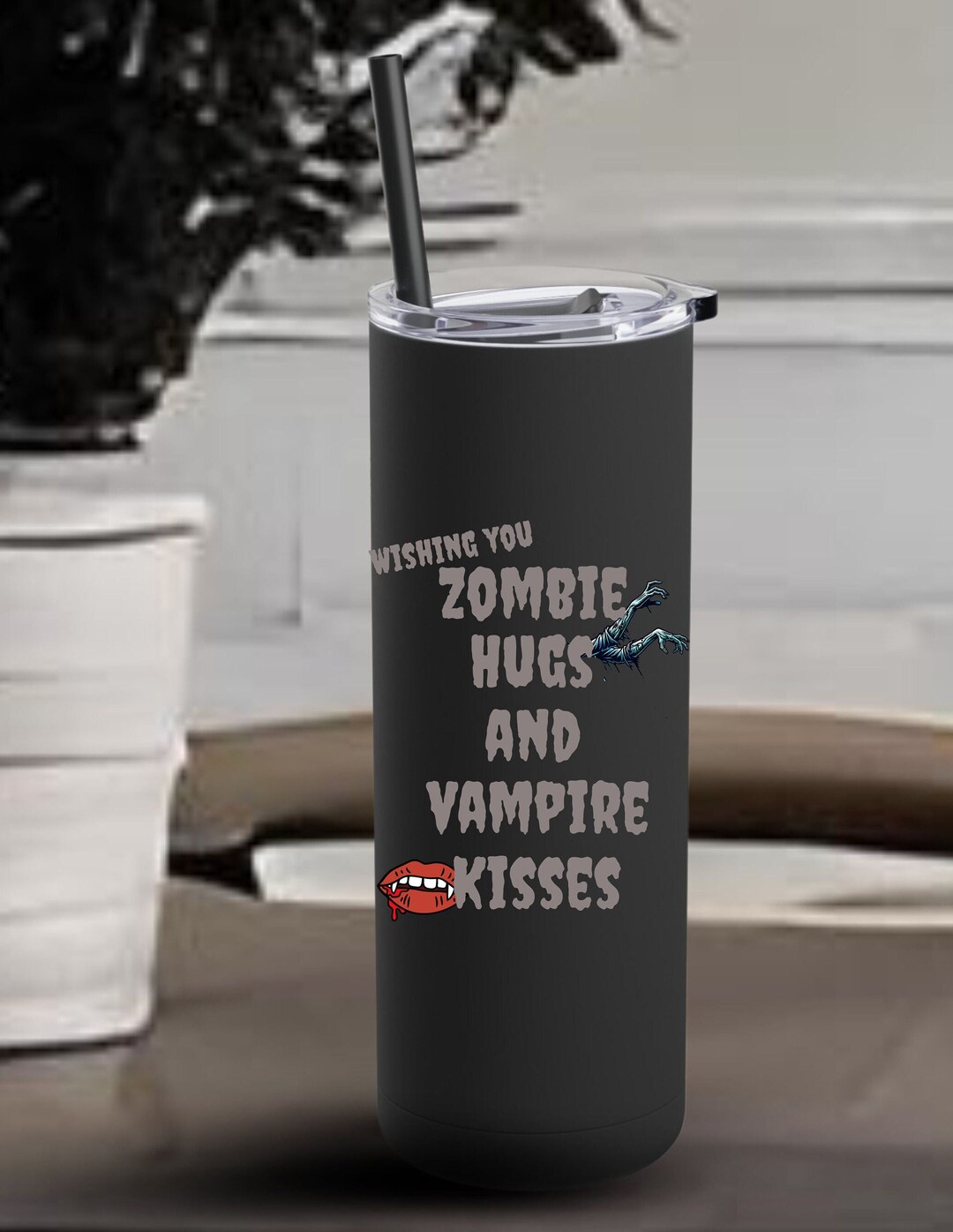 Zombie Hugs Vampire Kisses Tumbler: Halloween Skinny Tumbler (20oz) - Etsy