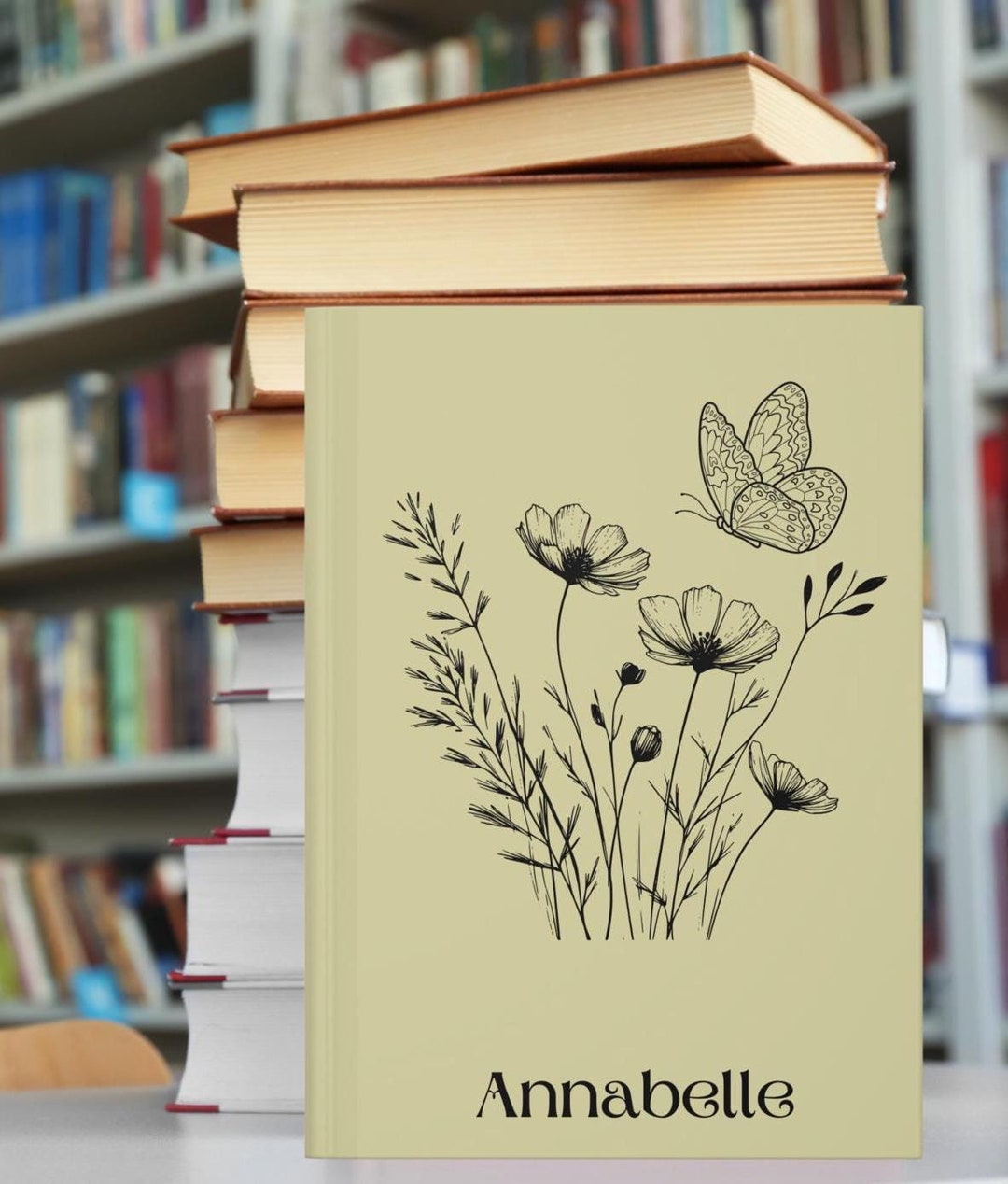Personalized Wildflower Journal: Sage Green Custom Notebook - Etsy