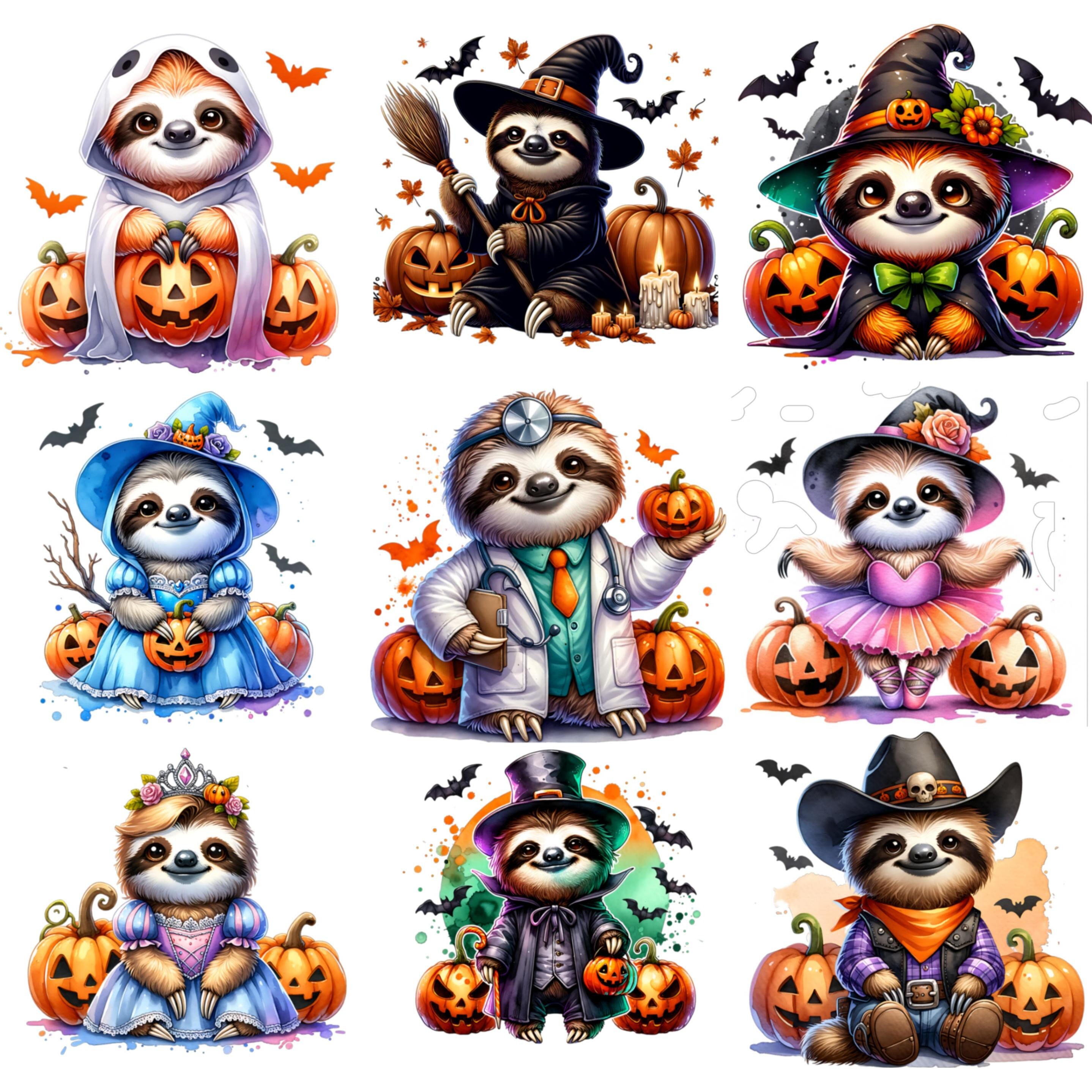 Halloween Sloth Clipart Bundle, Instant Download, Sublimation Design ...