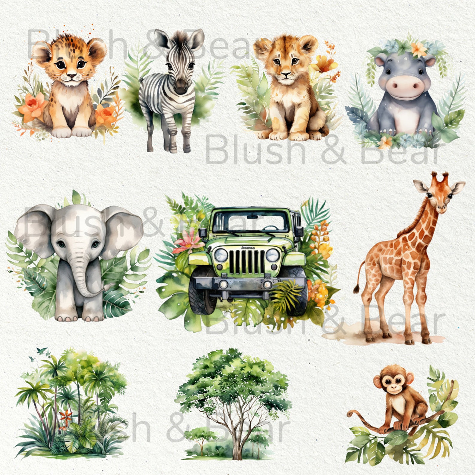 Jungle Animal Clipart Safari Animals Clipart Nursery Clipart Safari ...