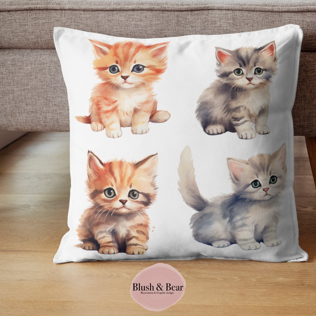 Cute Kitten Clipart Watercolor Kittens Clipart Commercial Use Digital ...