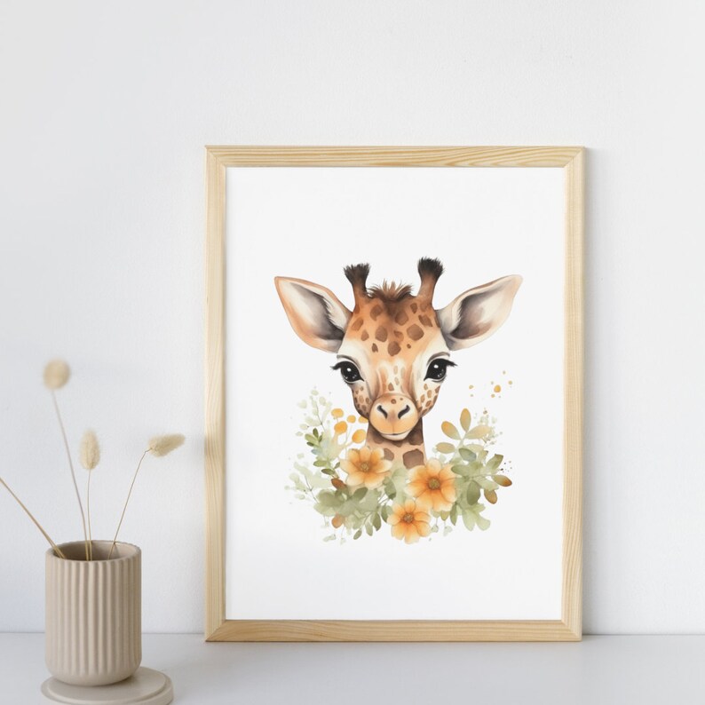 Watercolor Cute Baby Giraffe Clipart Bundle 18 PNG Watercolor Clipart ...