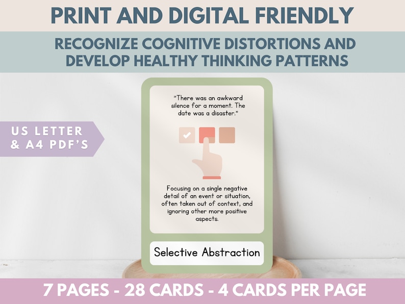 Cognitive Distortion Cards Flashcards, Unhelpful Thinking Errors ...
