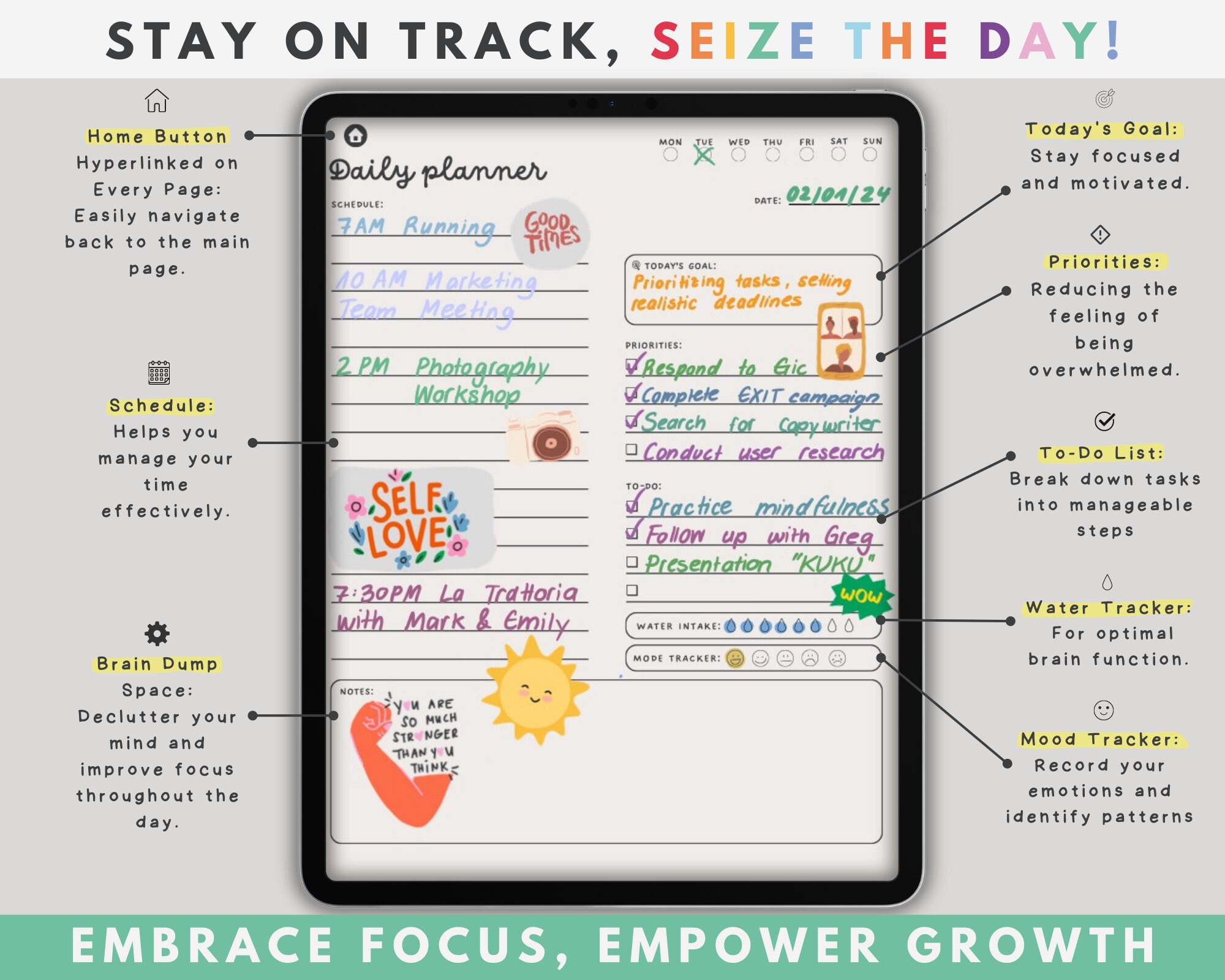 Vintage Rainbow ADHD Digital Planner: Undated, Goodnotes, Ipad, Android ...