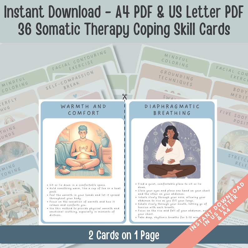 Somatic Therapy Coping Skill Cards Exercise Awareness Healing - Etsy UK