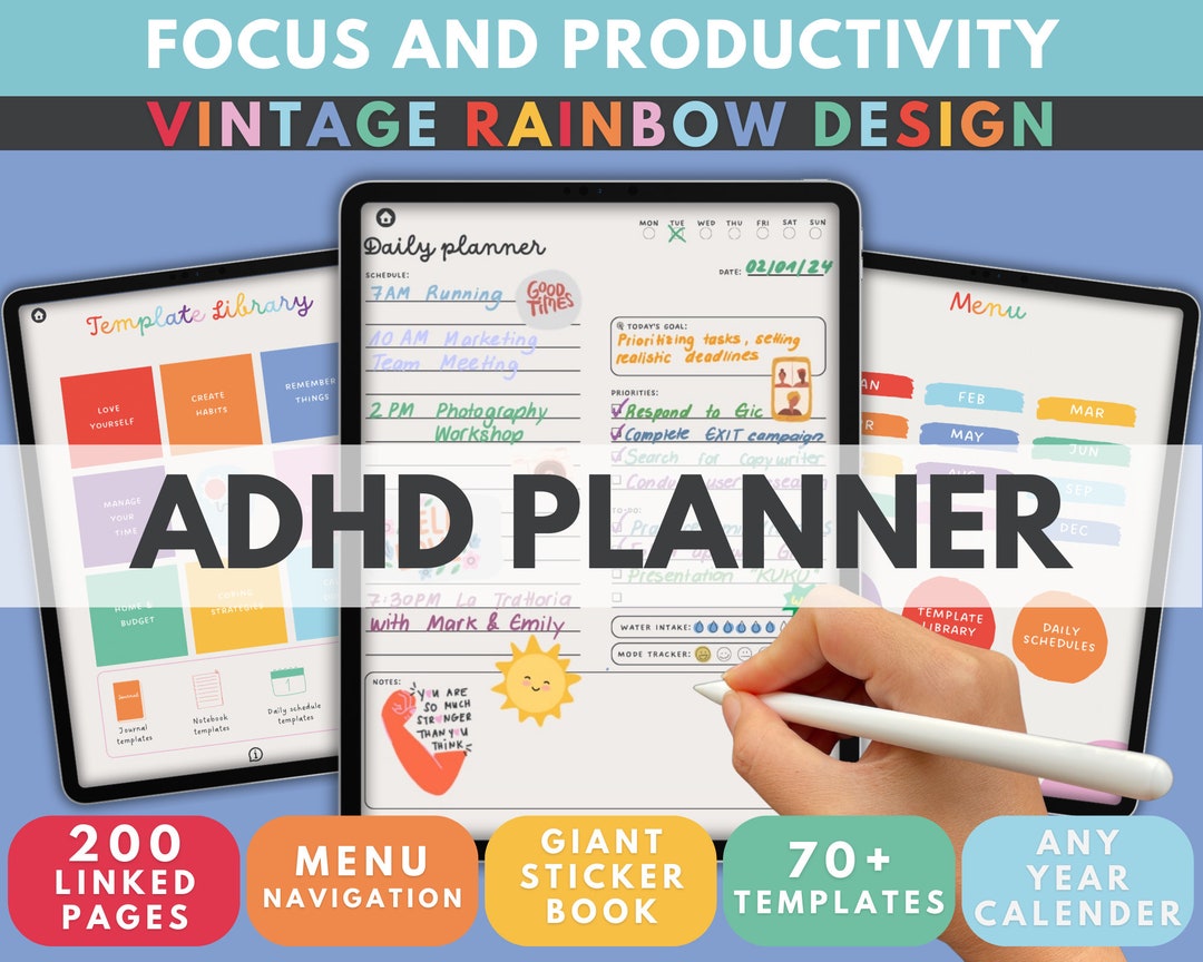 ADHD Digital Planner 2024 by an ADHDer iPad, Goodnotes Android. Adult ...