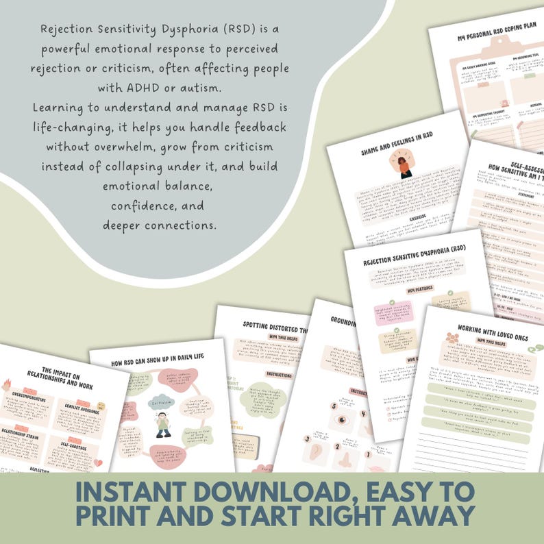 Rejection Sensitivity Dysphoria Worksheets: Emotional Regulation ...