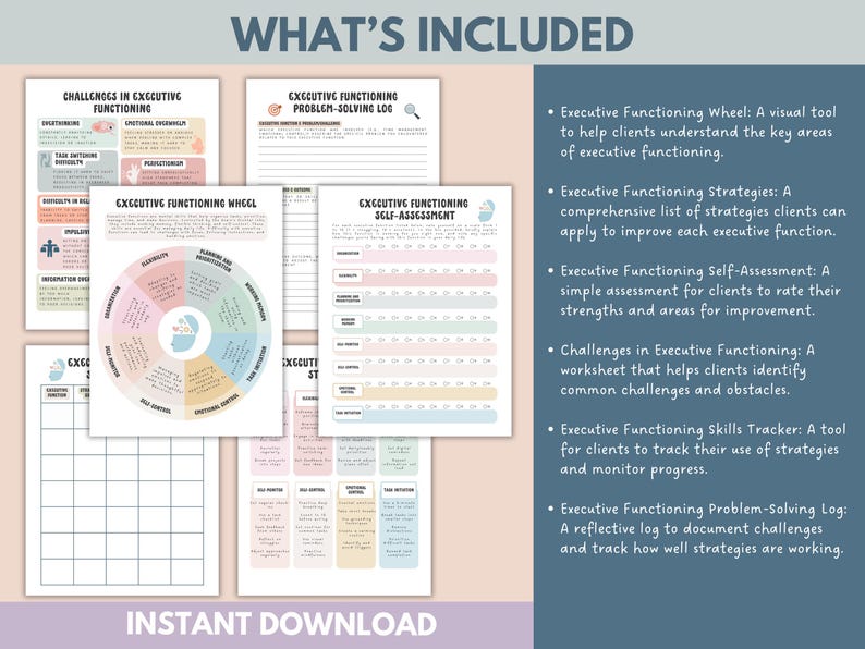 Executive Functioning Worksheets: Skills Tracker, ADHD Autism CBT (PDF ...