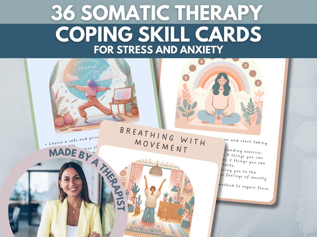 Somatic Therapy Coping Skill Cards: Anxiety & Grounding (PDF) - Etsy