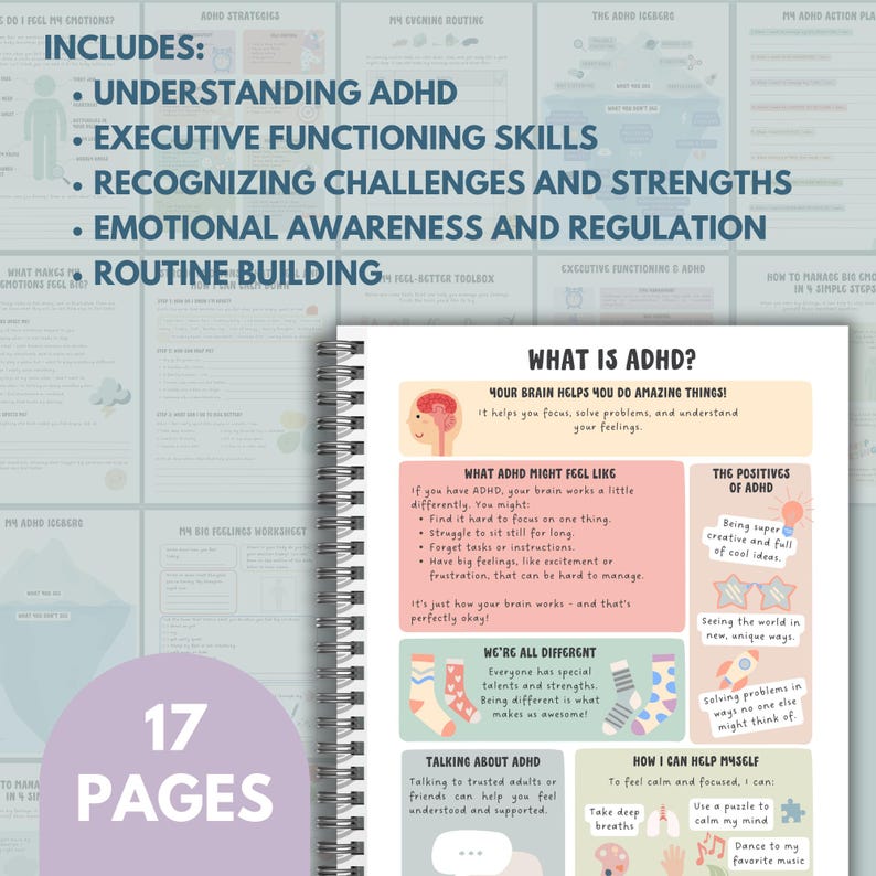 ADHD Worksheets: Kids & Teens Coping Skills, Emotional Regulation (PDF ...