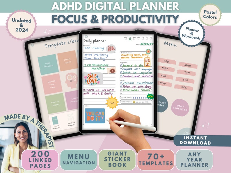ADHD Digital Planner 2024 (by an Adhder) for Ipad, Goodnotes + Android ...