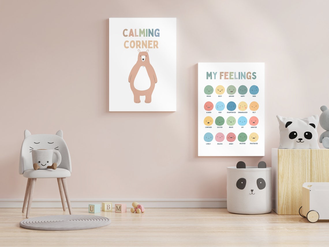 Set of 15 Calming Corner Posters, Coping Techniques Wall Art for Kids ...