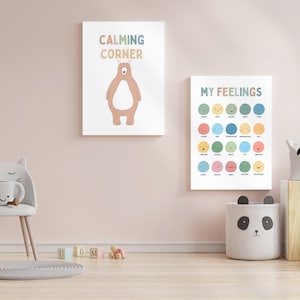 Set of 15 Calming Corner Posters, Coping Techniques Wall Art for Kids ...