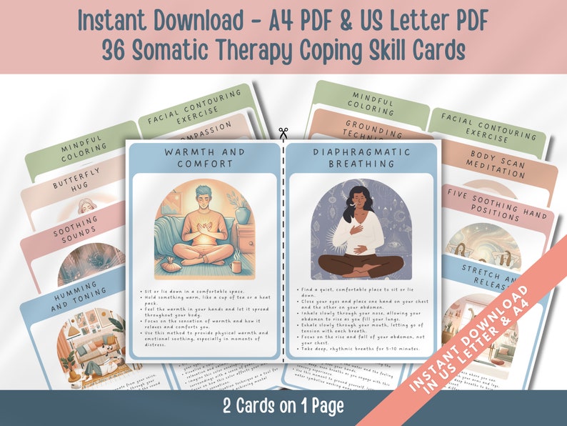 Somatic Therapy Coping Skill Cards: Anxiety & Grounding (PDF) - Etsy