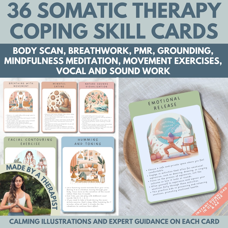 Somatic Therapy Coping Skill Cards Exercise Awareness Healing - Etsy Canada