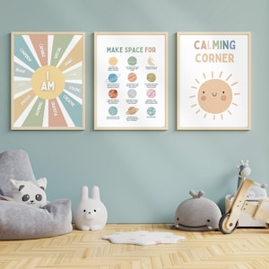 Set of 15 Calming Corner Posters, Coping Techniques Wall Art for Kids ...