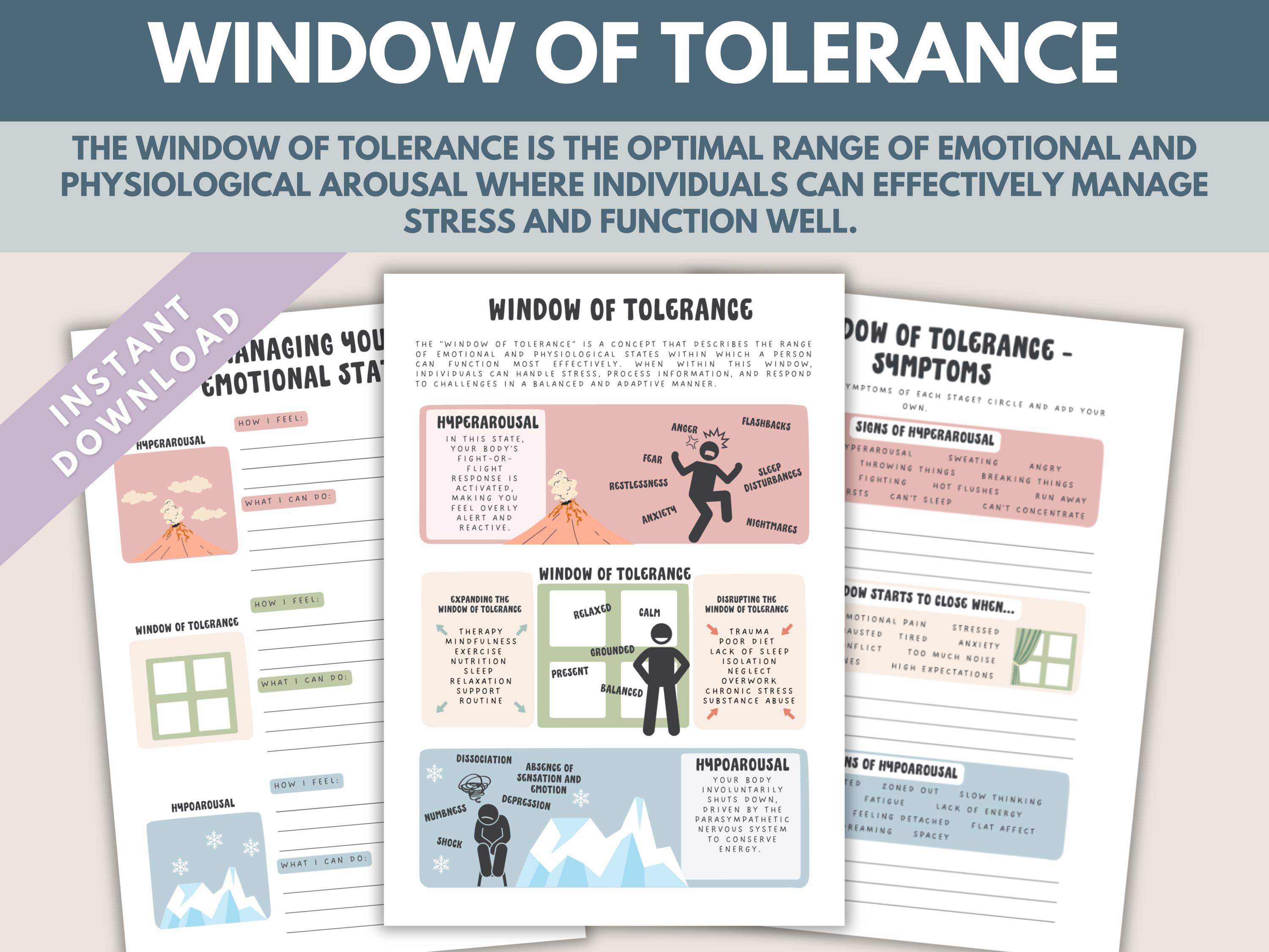 Window of Tolerance Worksheets, Arousal States, Fight or Flight ...
