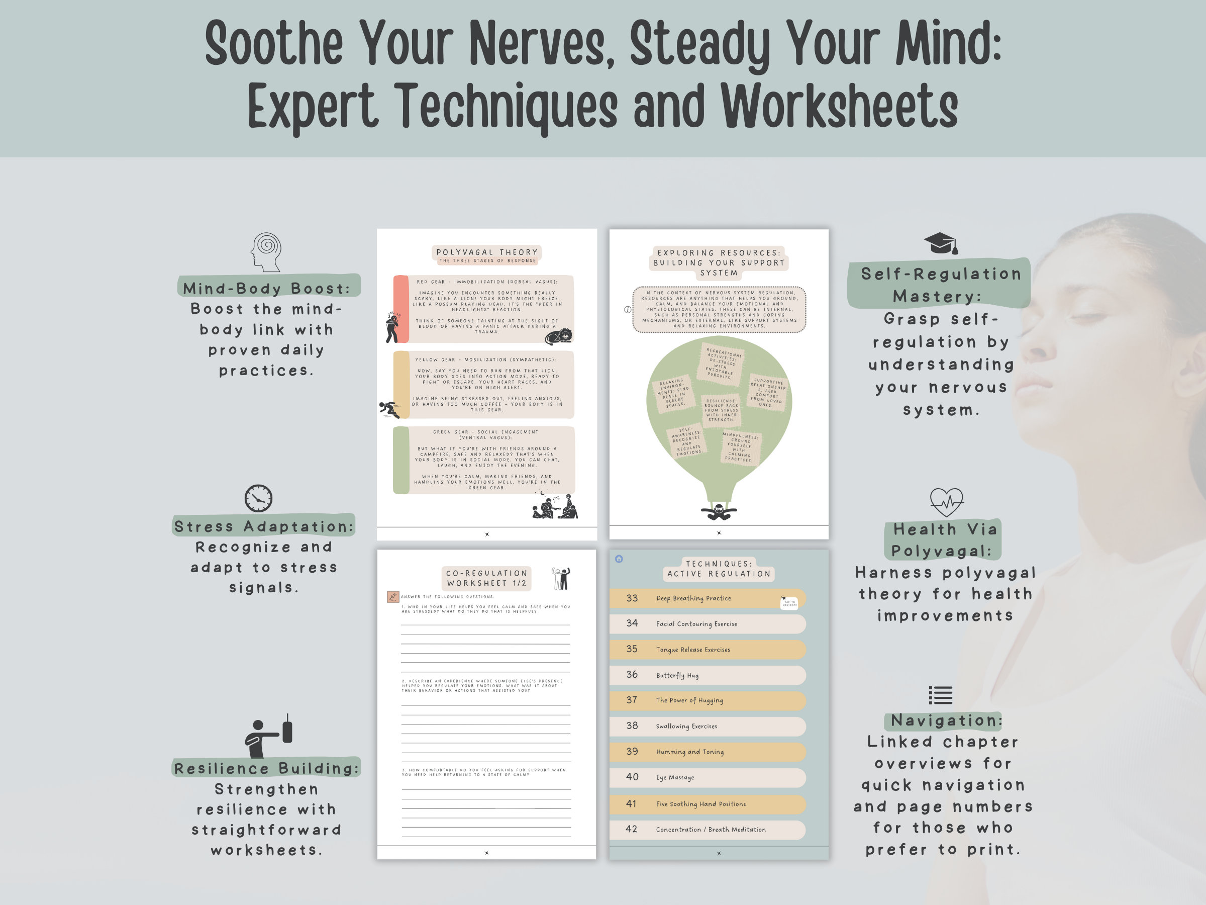 Nervous System Regulation Workbook, Somatic Exercise Polyvagal Theory ...