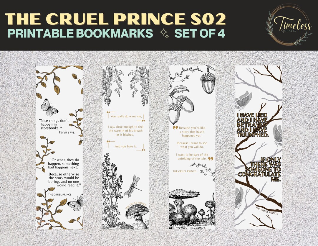 THE CRUEL PRINCE S02 Printable Bookmarks Set of 4 - Etsy