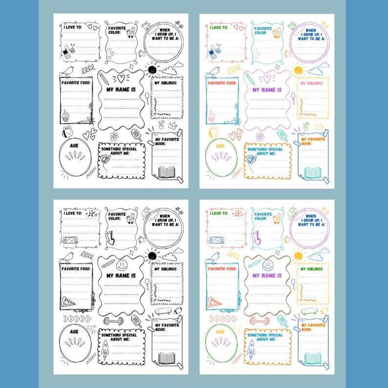 All About Me Student Poster Template | Editable PDF & PNG for Boys and ...