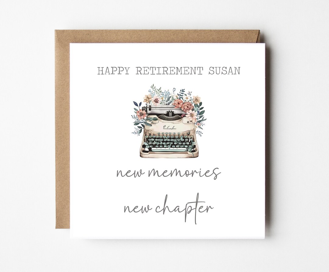 Personalized Retirement Card: Vintage Typewriter, New Chapter - Etsy UK
